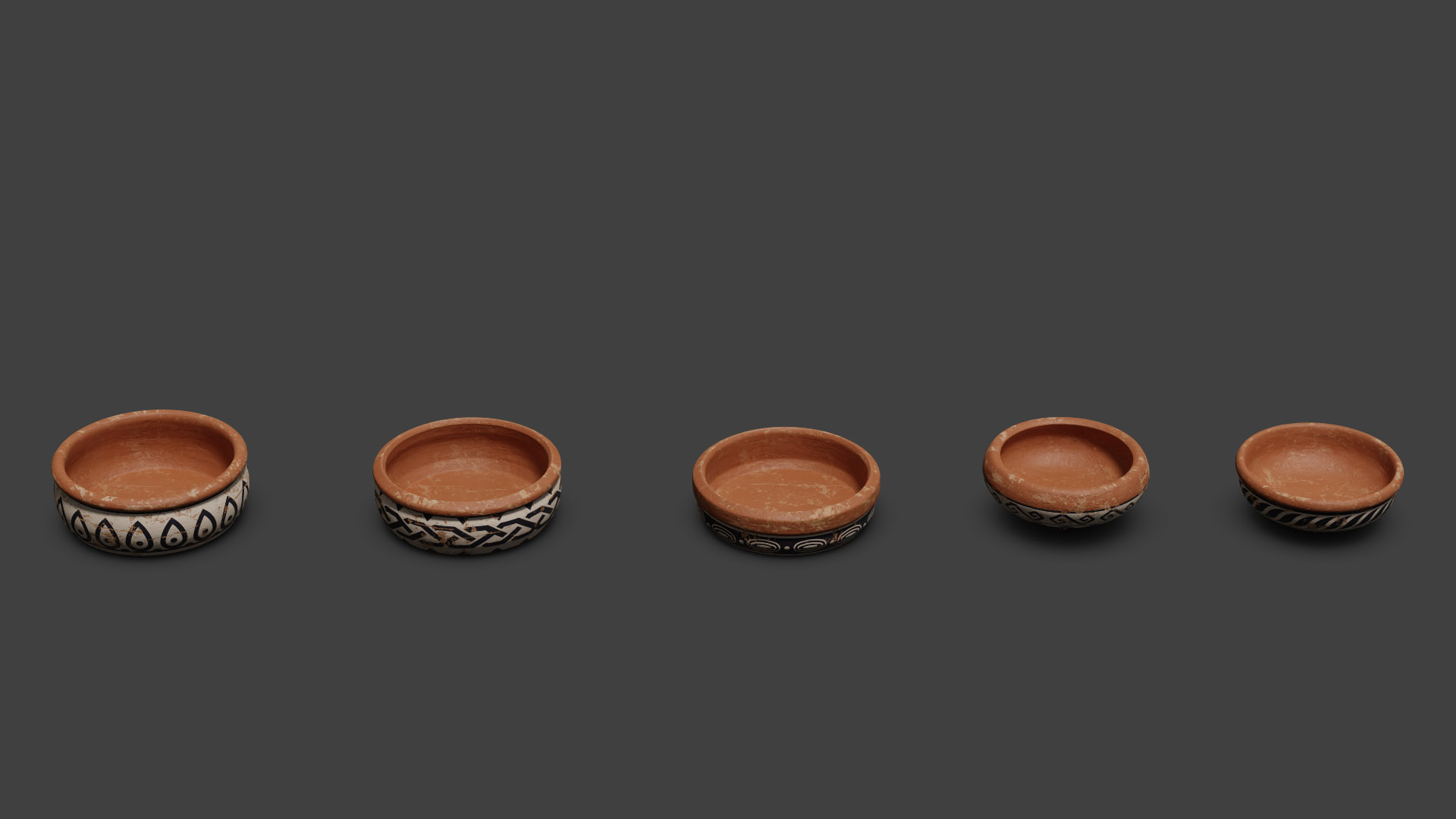 3D Clay Pottery Old Painted - Clay Pot Bundle Model - TurboSquid 1972954