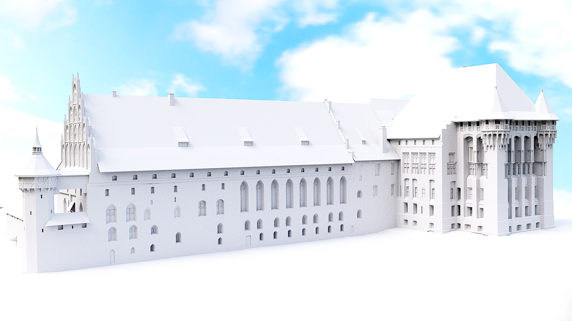 3ds Max Malbork Castle - West