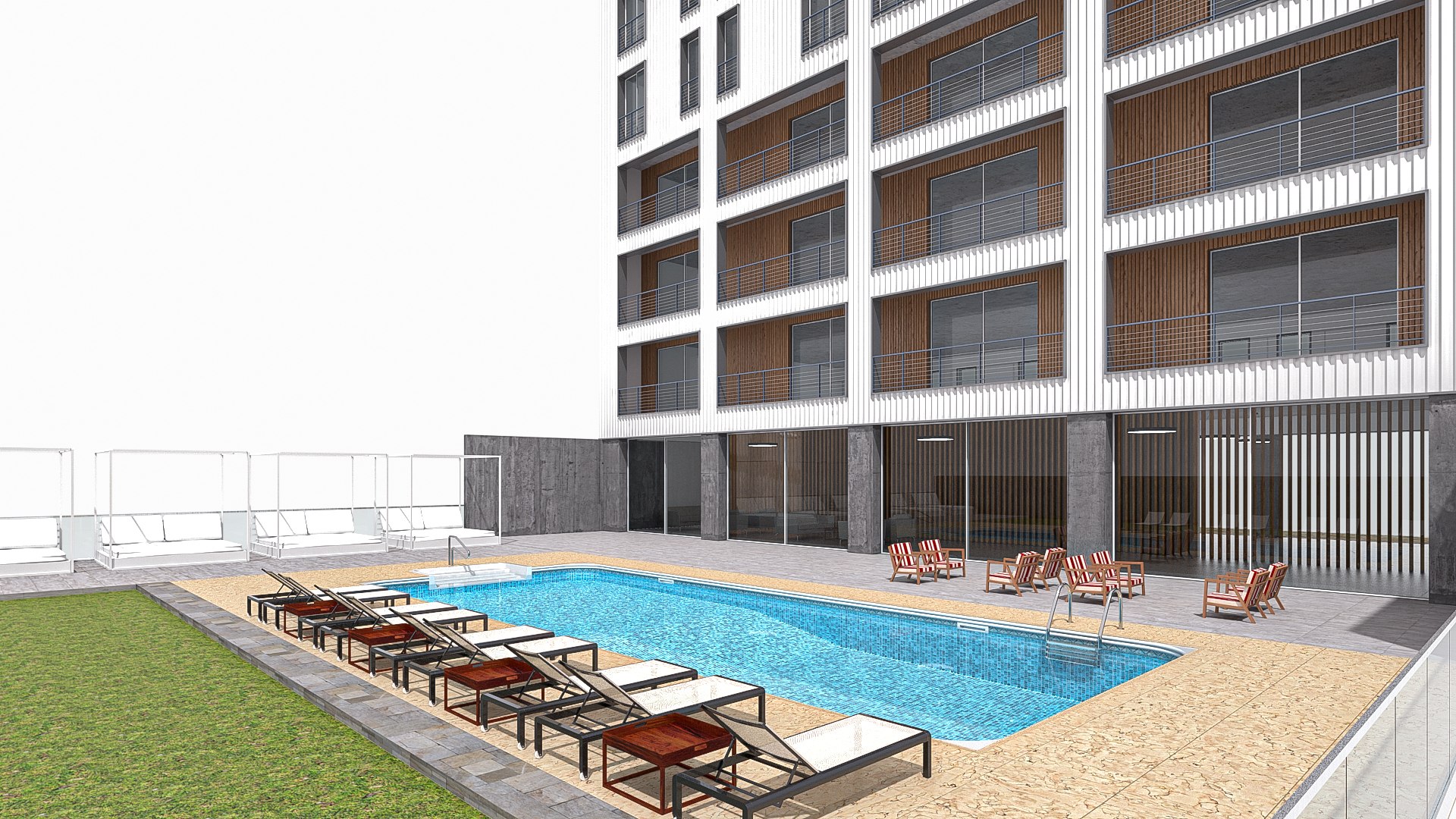 Hotel And Pool 3D - TurboSquid 2127578