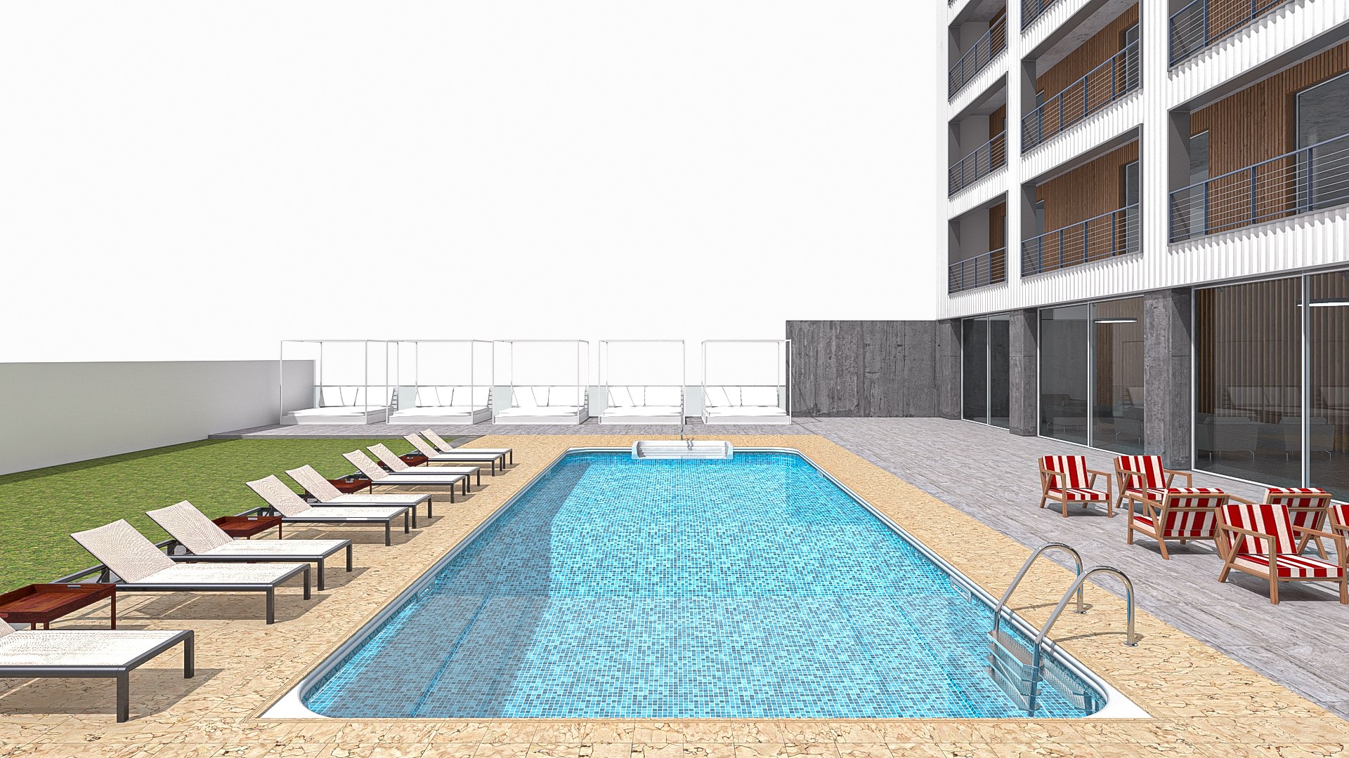 Hotel And Pool 3D - TurboSquid 2127578