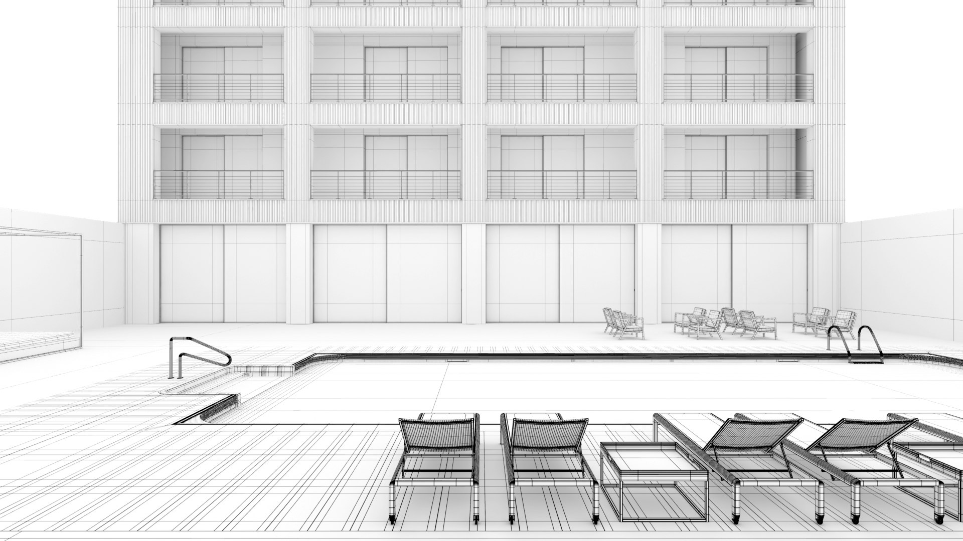 Hotel And Pool 3D - TurboSquid 2127578