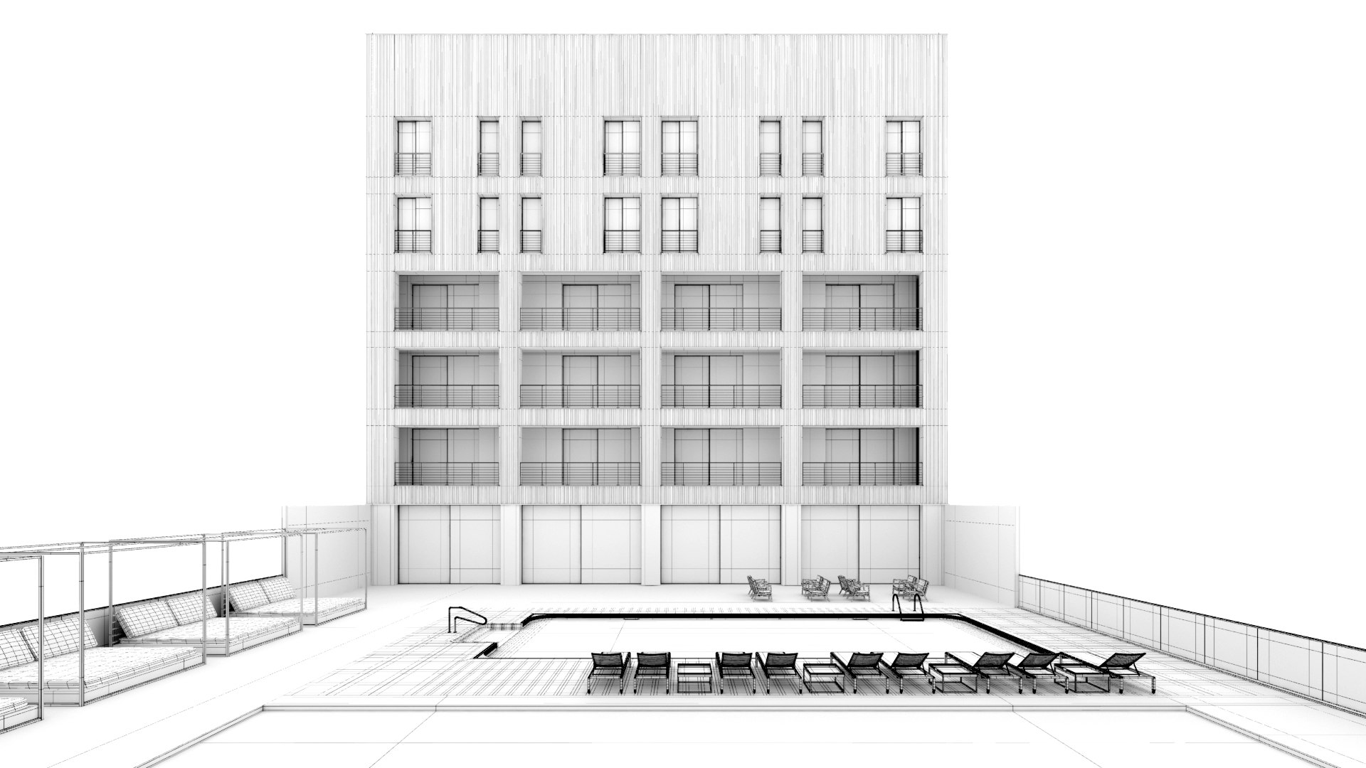 Hotel And Pool 3D - TurboSquid 2127578