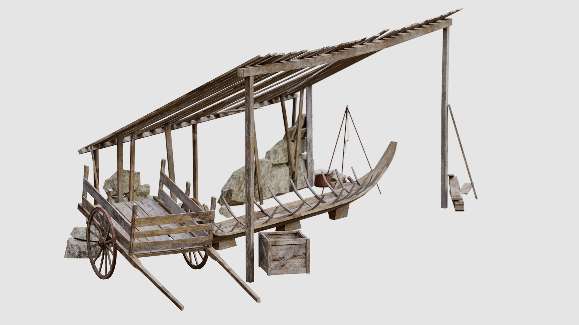 3D Wooden Fisher Cabin Collection - TurboSquid 2318082