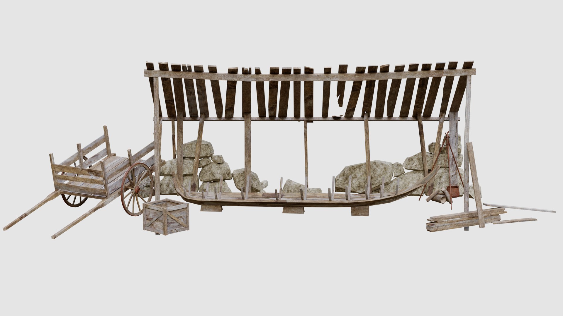 3D Wooden Fisher Cabin Collection - TurboSquid 2318082