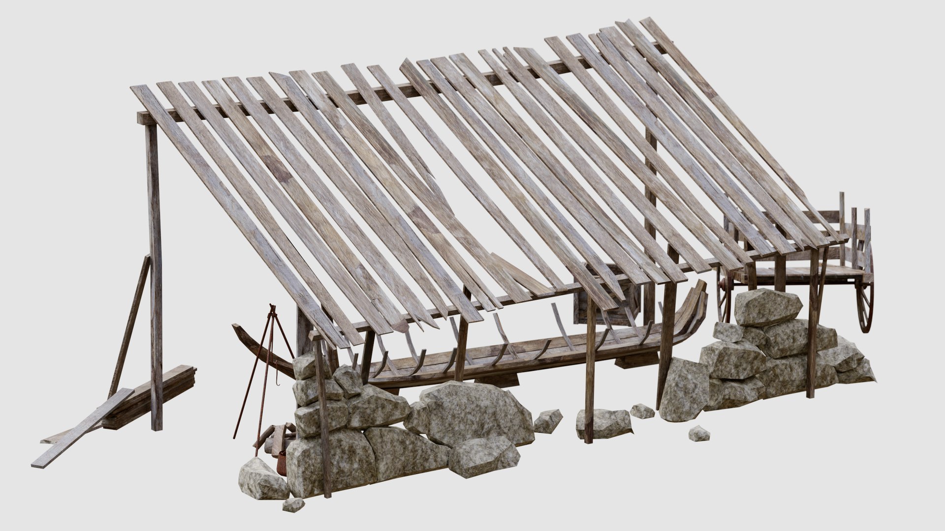 3D Wooden Fisher Cabin Collection - TurboSquid 2318082