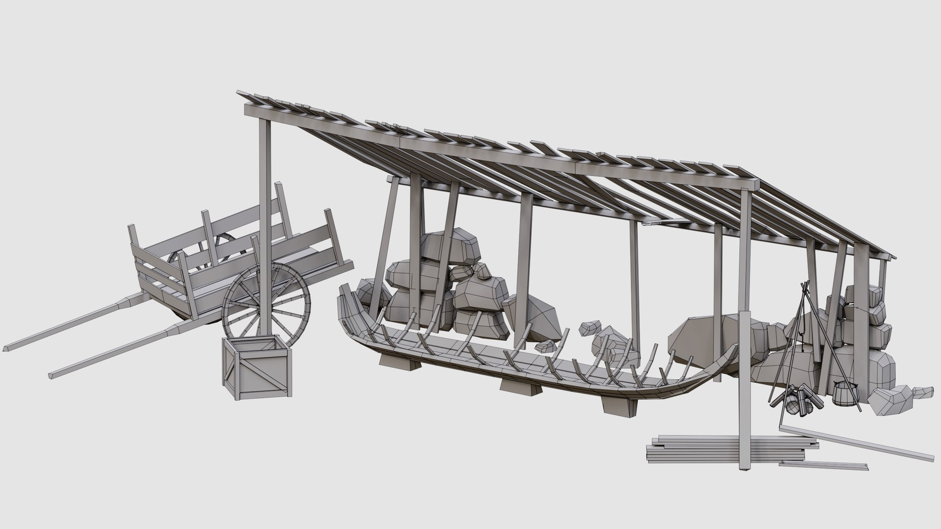 3D Wooden Fisher Cabin Collection - TurboSquid 2318082