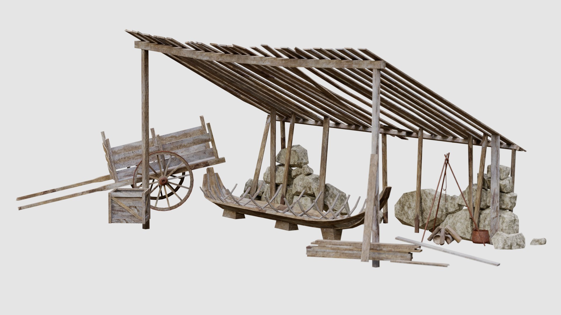 3D Wooden Fisher Cabin Collection - TurboSquid 2318082