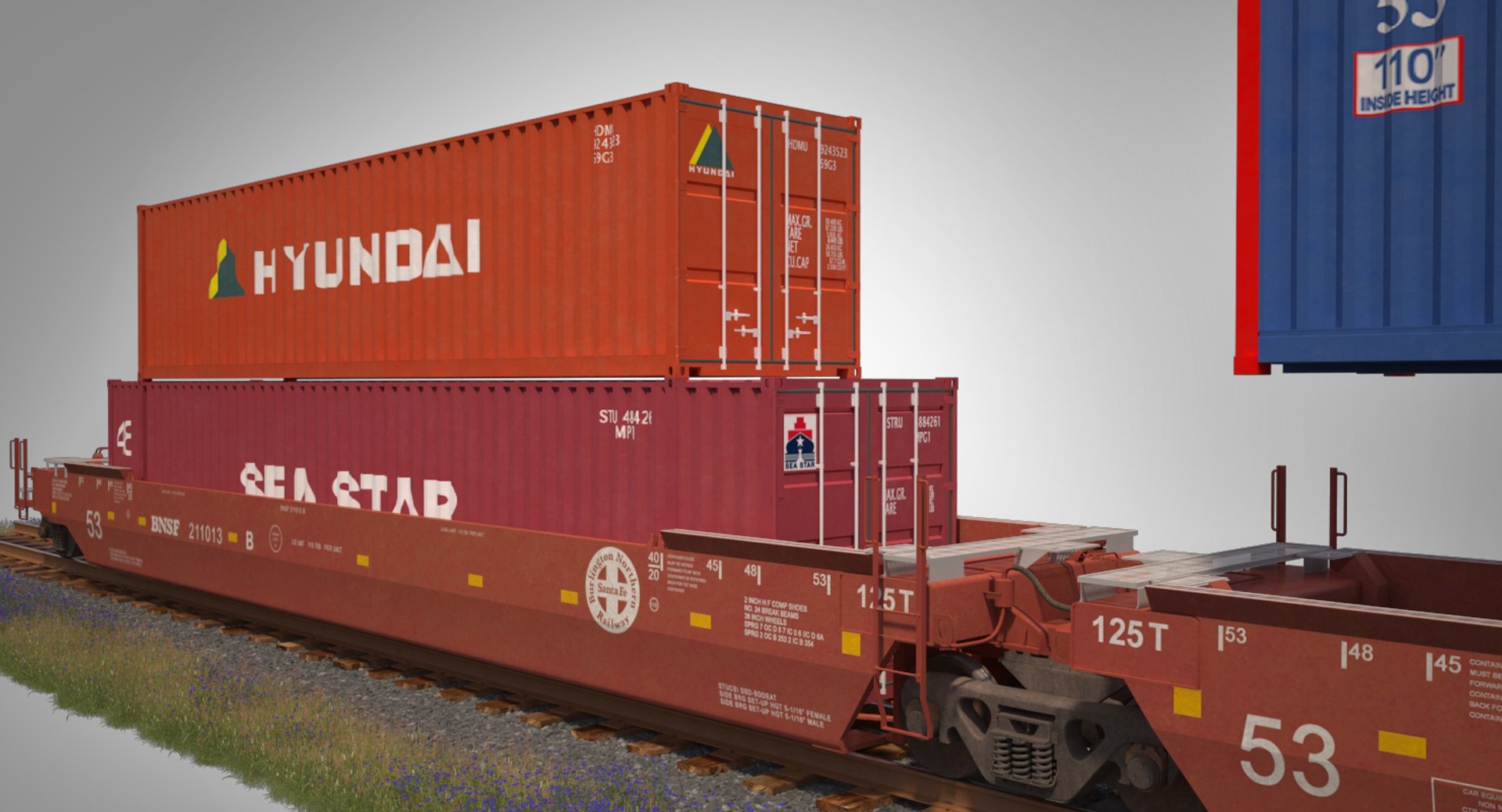 3d Double Stack S635 Containers