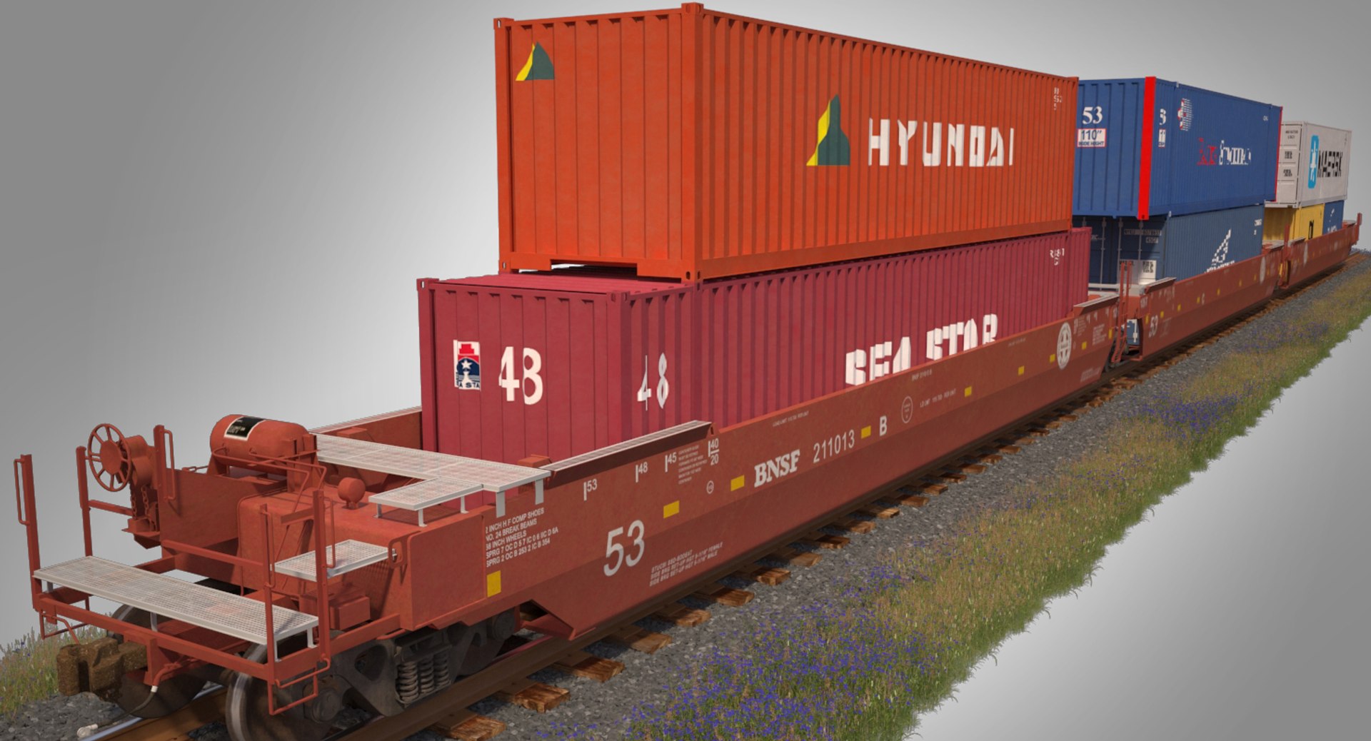3d Double Stack S635 Containers