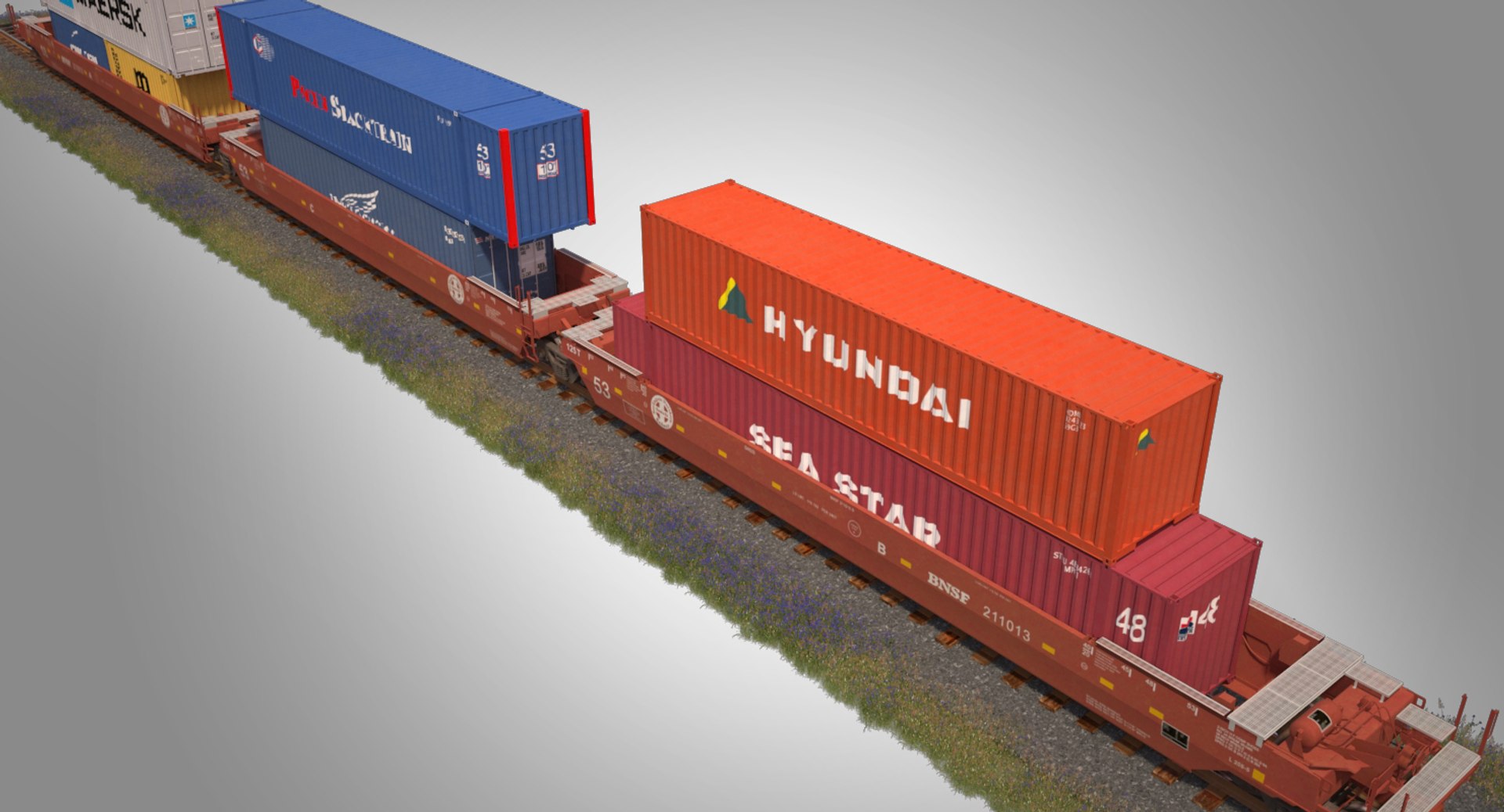 3d Double Stack S635 Containers