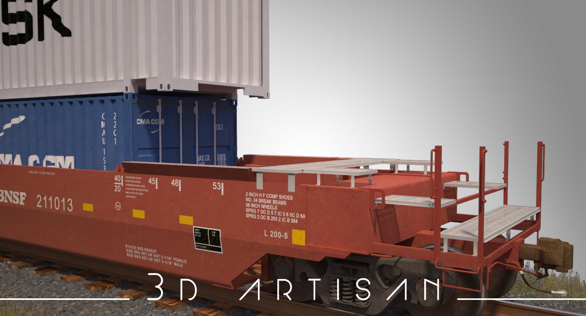3d Double Stack S635 Containers