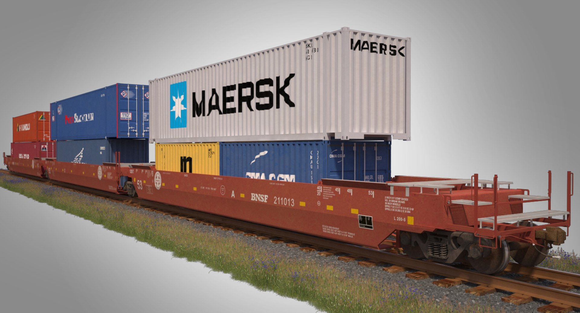 3d Double Stack S635 Containers