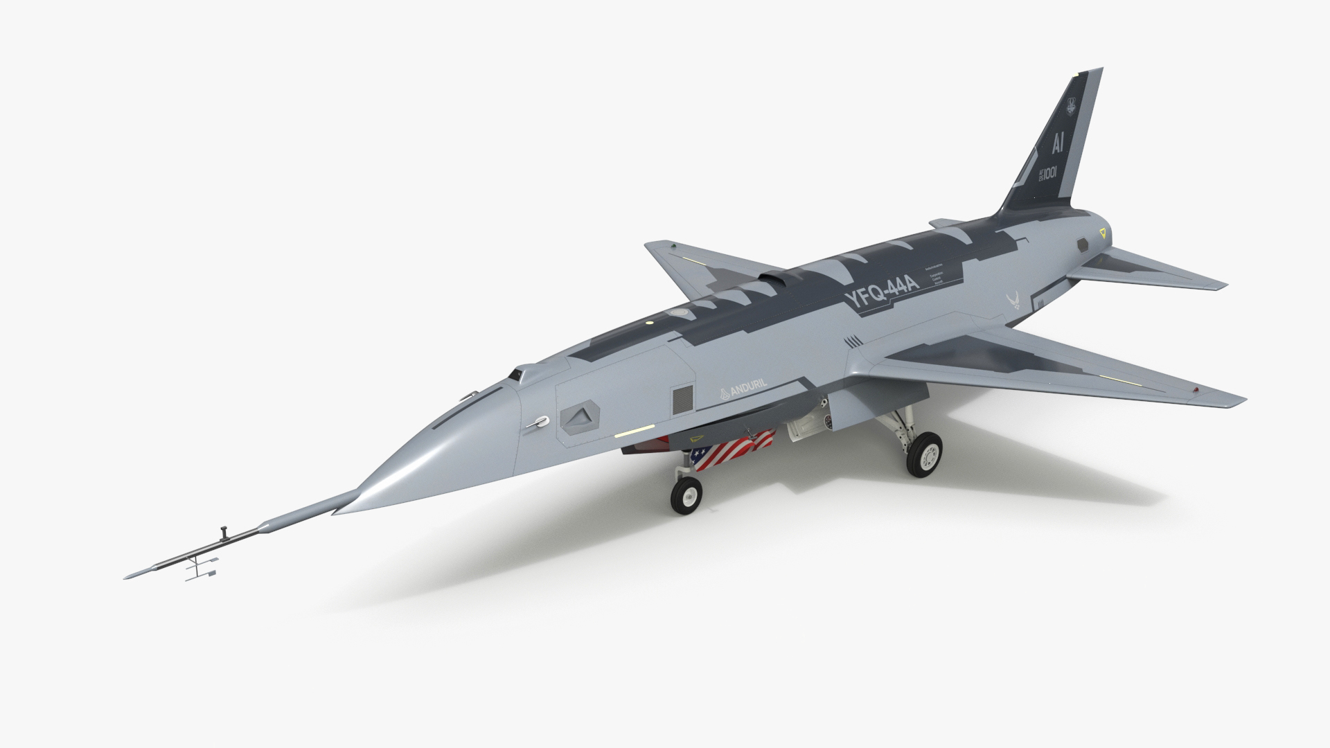 YFQ-44A Tactical UAV With Underwing Payload Gunmetal Grey Rigged For ...