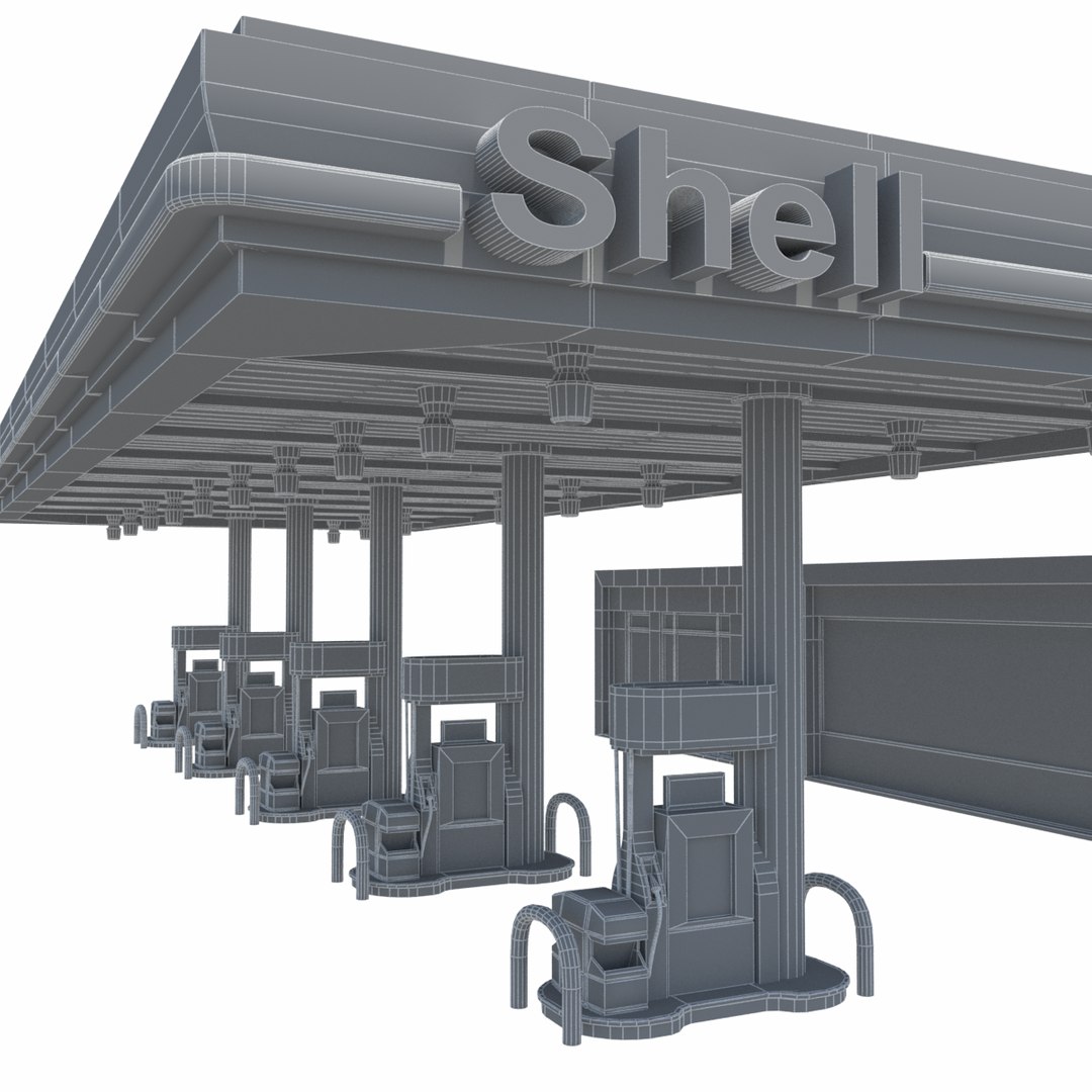 3d shell gas station model