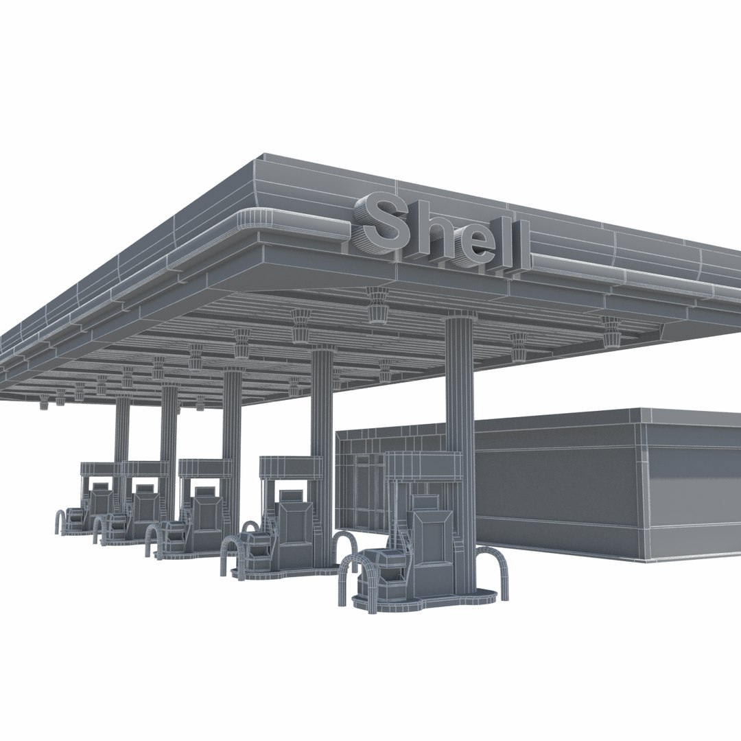 3d shell gas station model