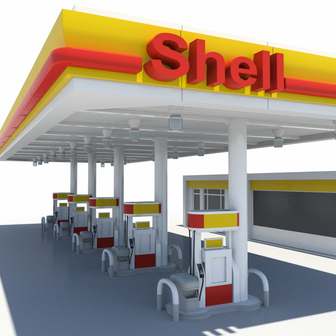 3d shell gas station model