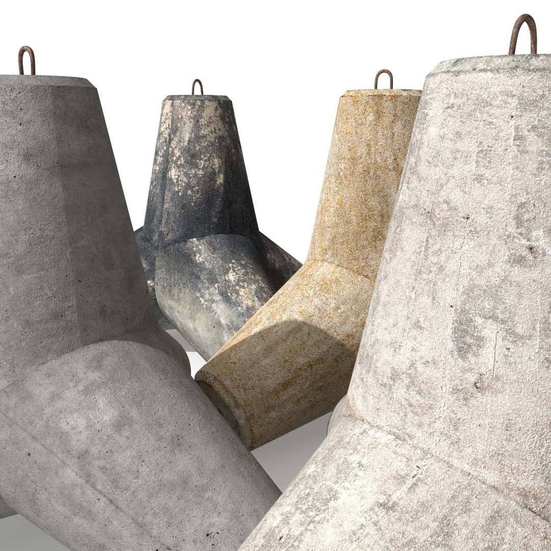 3d Concrete Tetrapod Set 4 Model