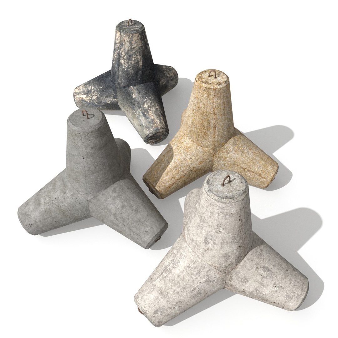 3d Concrete Tetrapod Set 4 Model