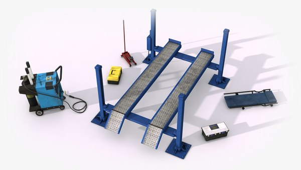 automotive garage set car engine 3d c4d