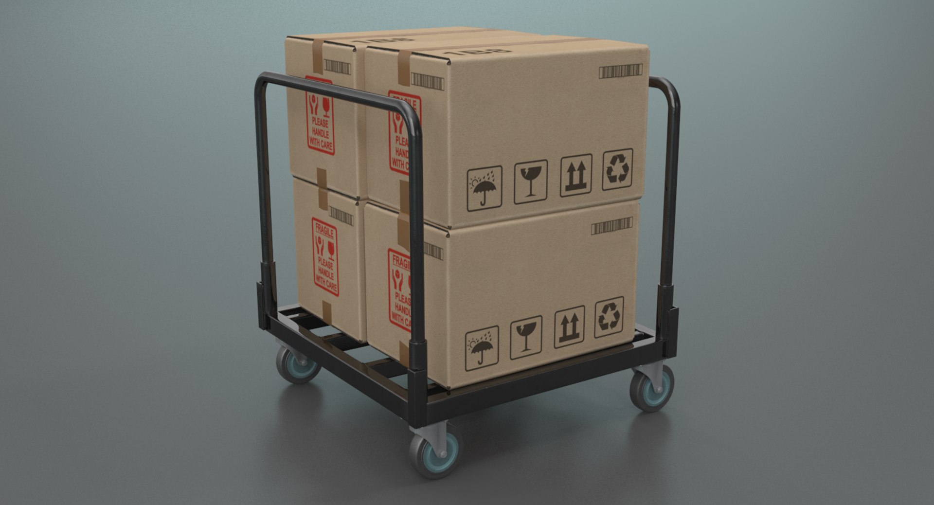 Industrial cart cardboard boxes 3D model - TurboSquid 1298684