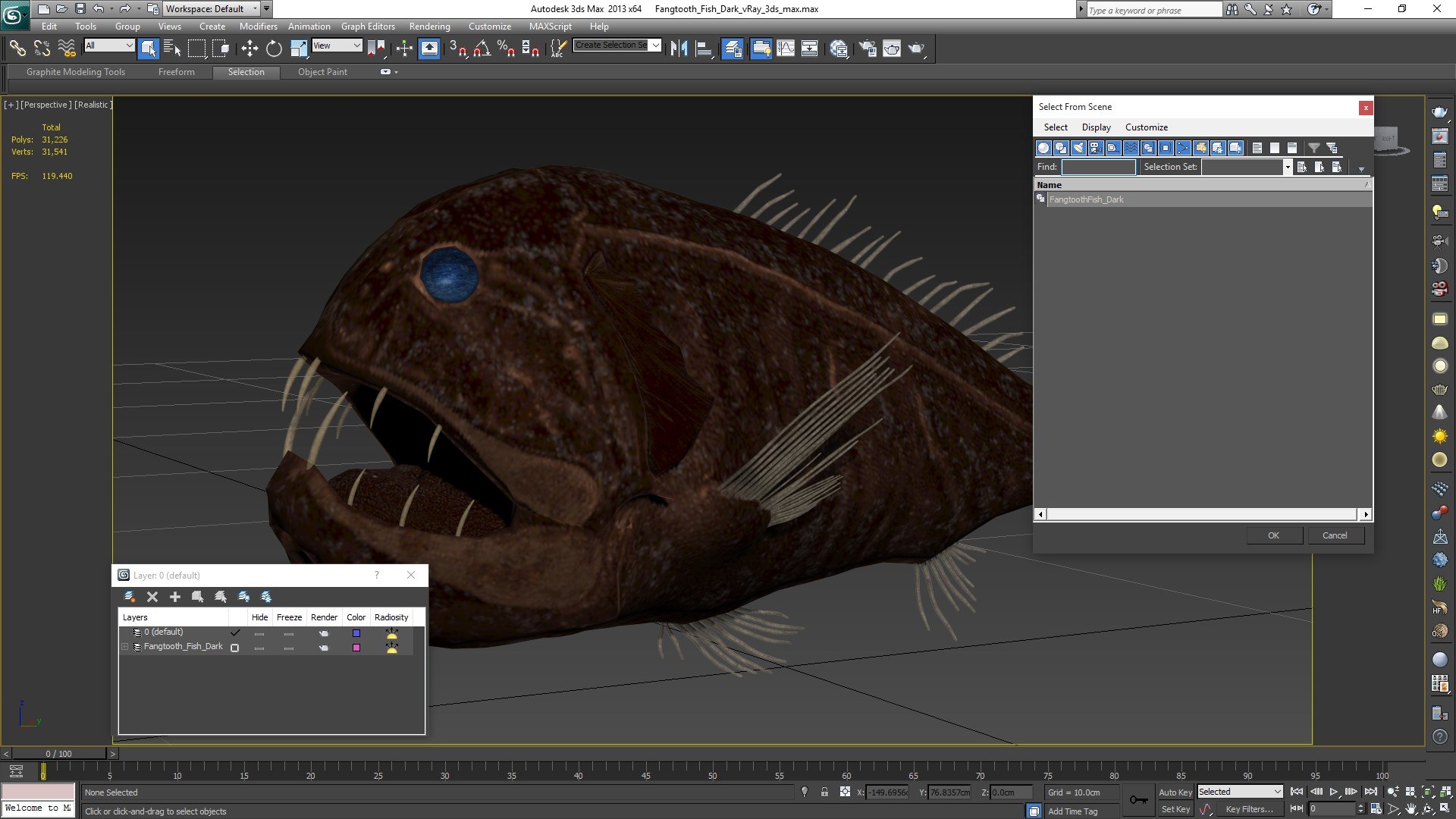 3d model of fangtooth fish