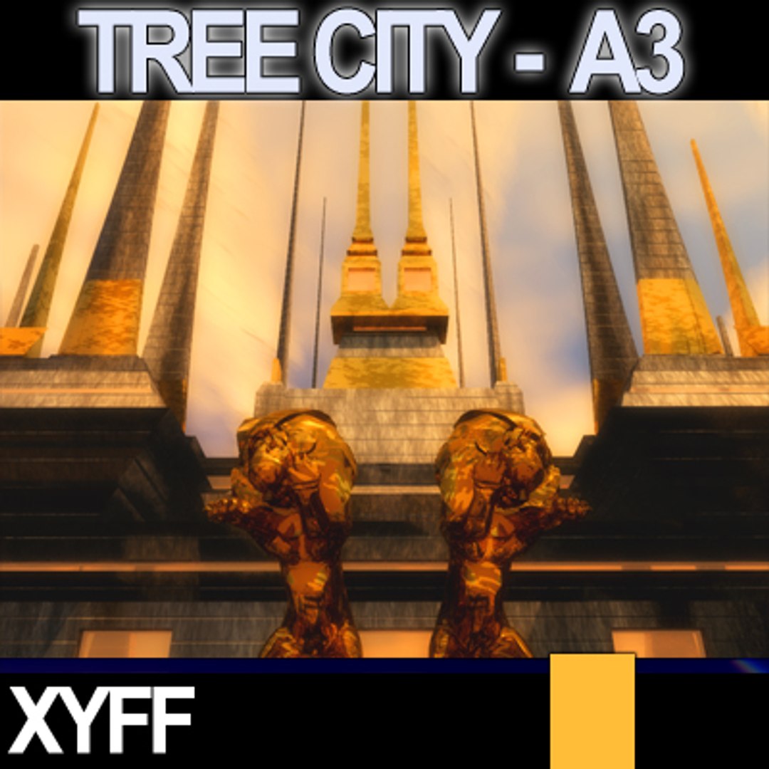 3d 3ds Scifi City Tree Cityscape