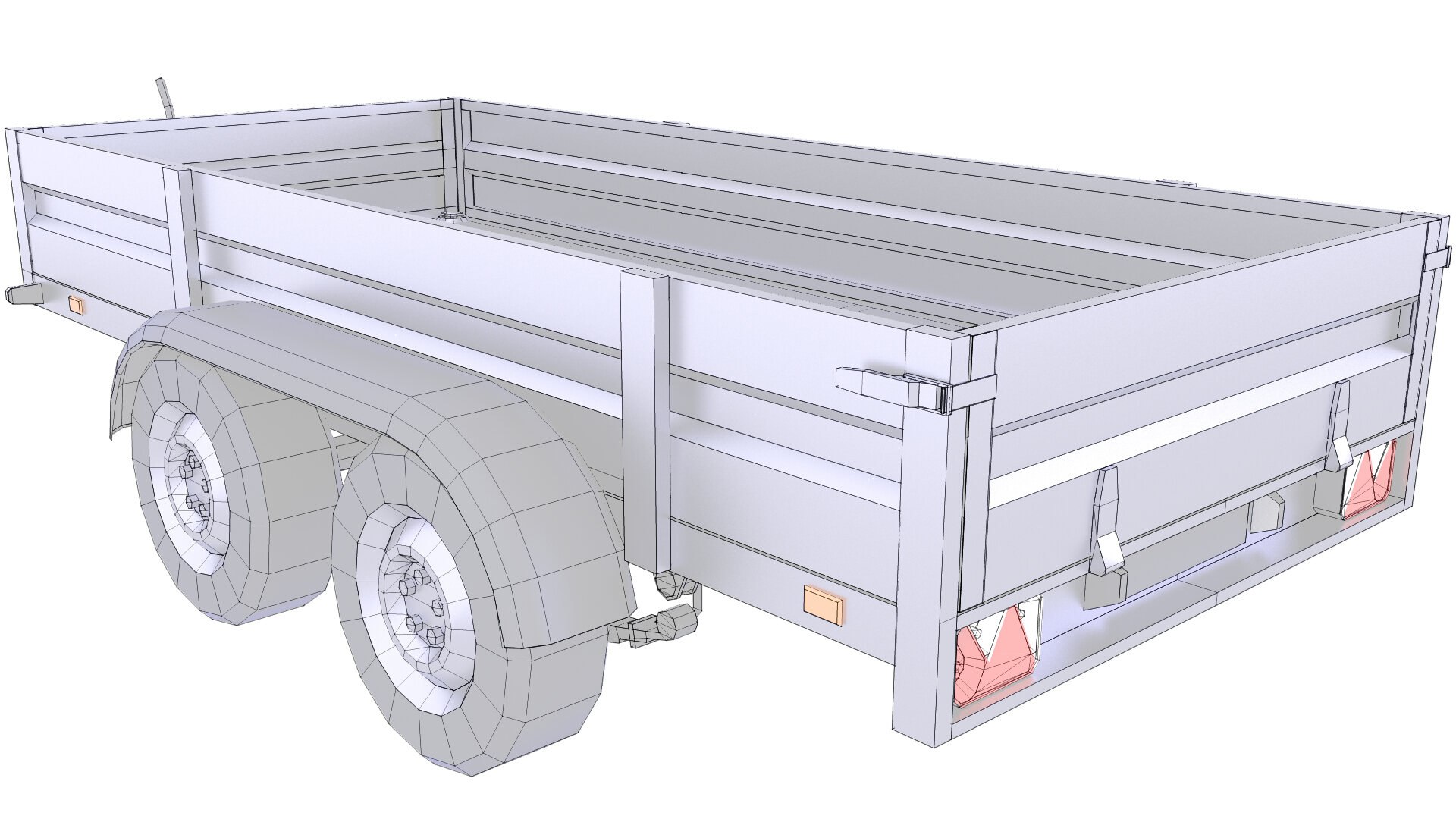 3D Open Utility Trailer Low Poly 10 model - TurboSquid 1871176