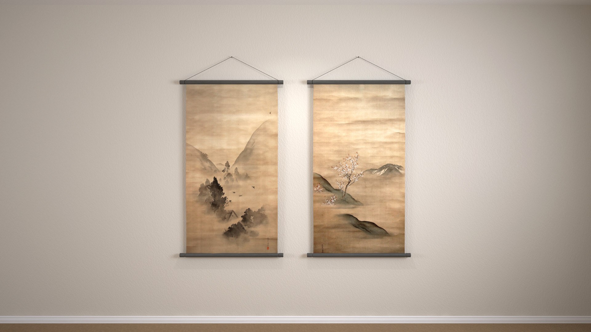 3d Model Of Hanging Wall Scrolls