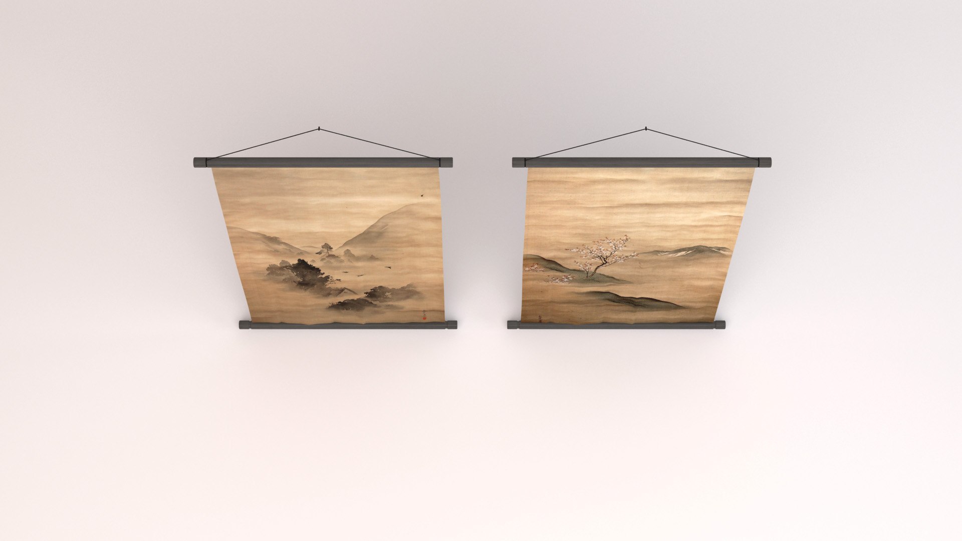 3d Model Of Hanging Wall Scrolls