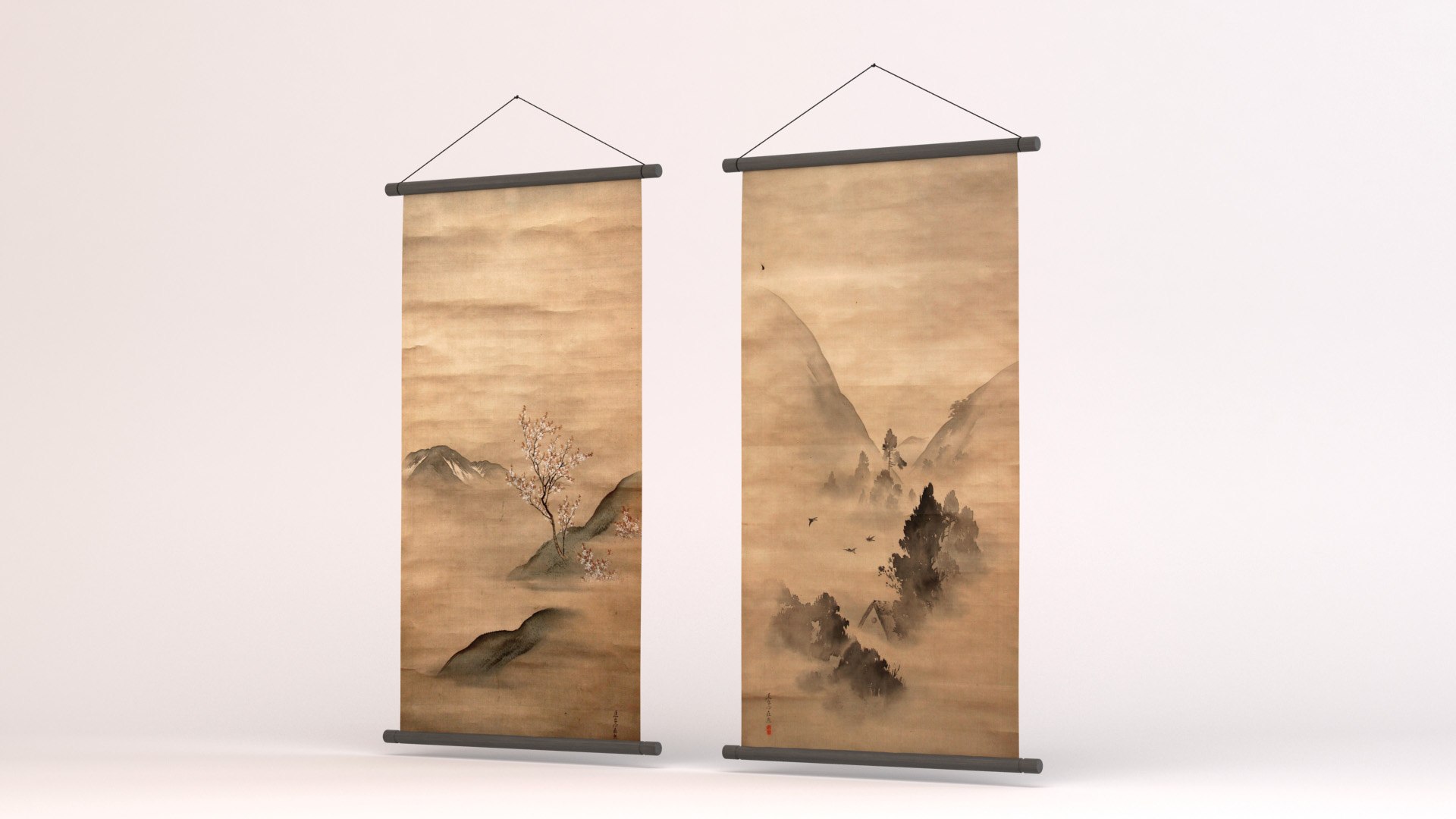 3d Model Of Hanging Wall Scrolls
