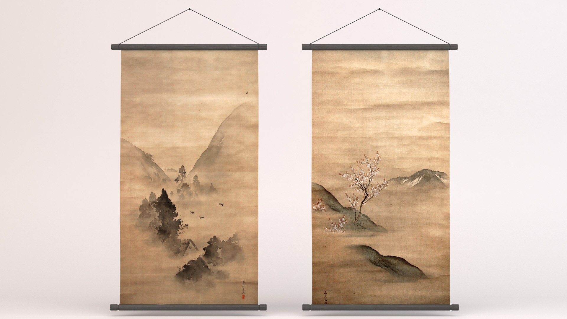 3d Model Of Hanging Wall Scrolls