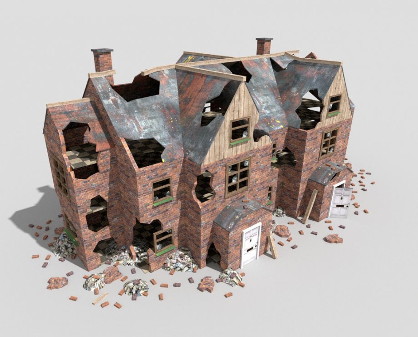 3d model destroyed building