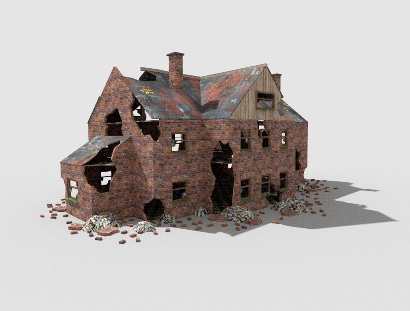 3d model destroyed building