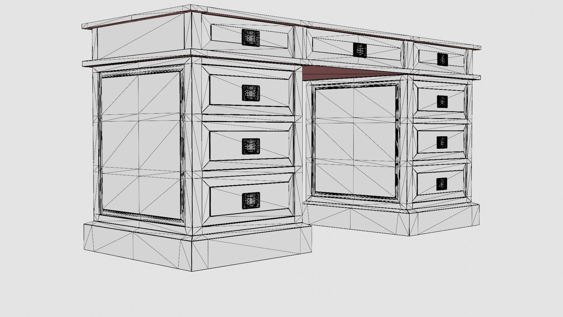 Wall Street Desk Black Oak 3D Model - TurboSquid 2264061