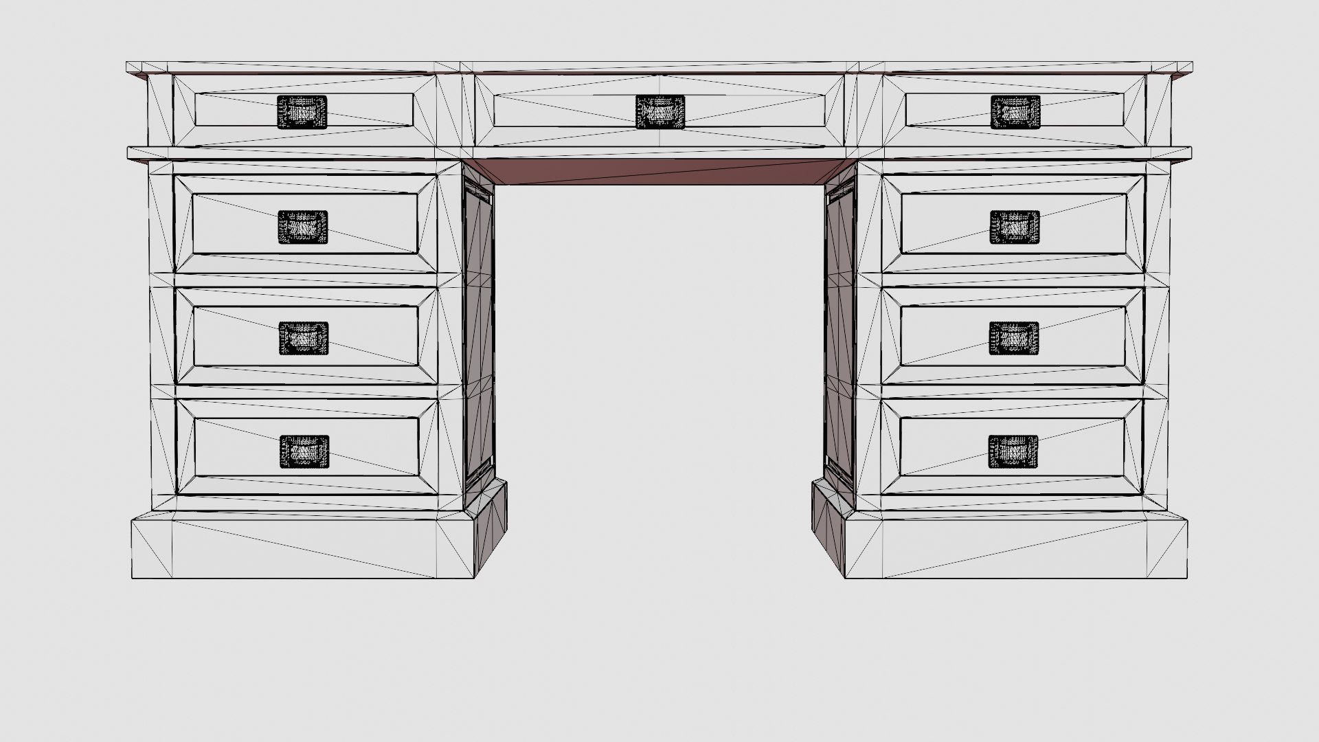 Wall Street Desk Black Oak 3D Model - TurboSquid 2264061