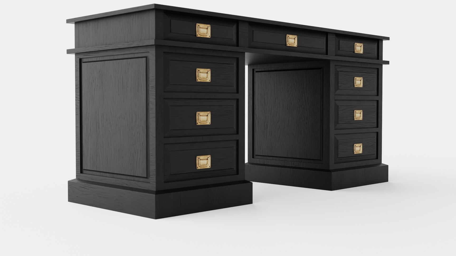Wall Street Desk Black Oak 3D Model - TurboSquid 2264061