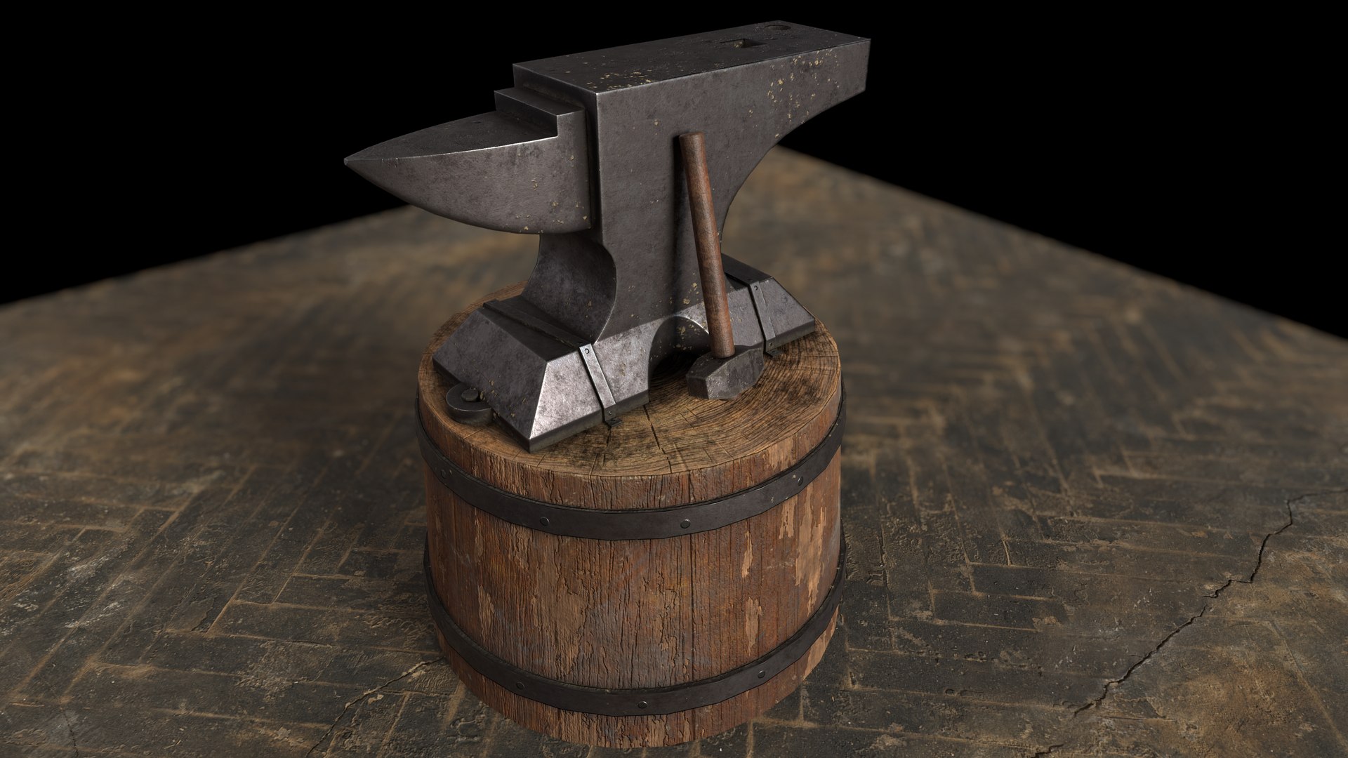 3D Medieval Anvil and Hammer model - TurboSquid 1811638