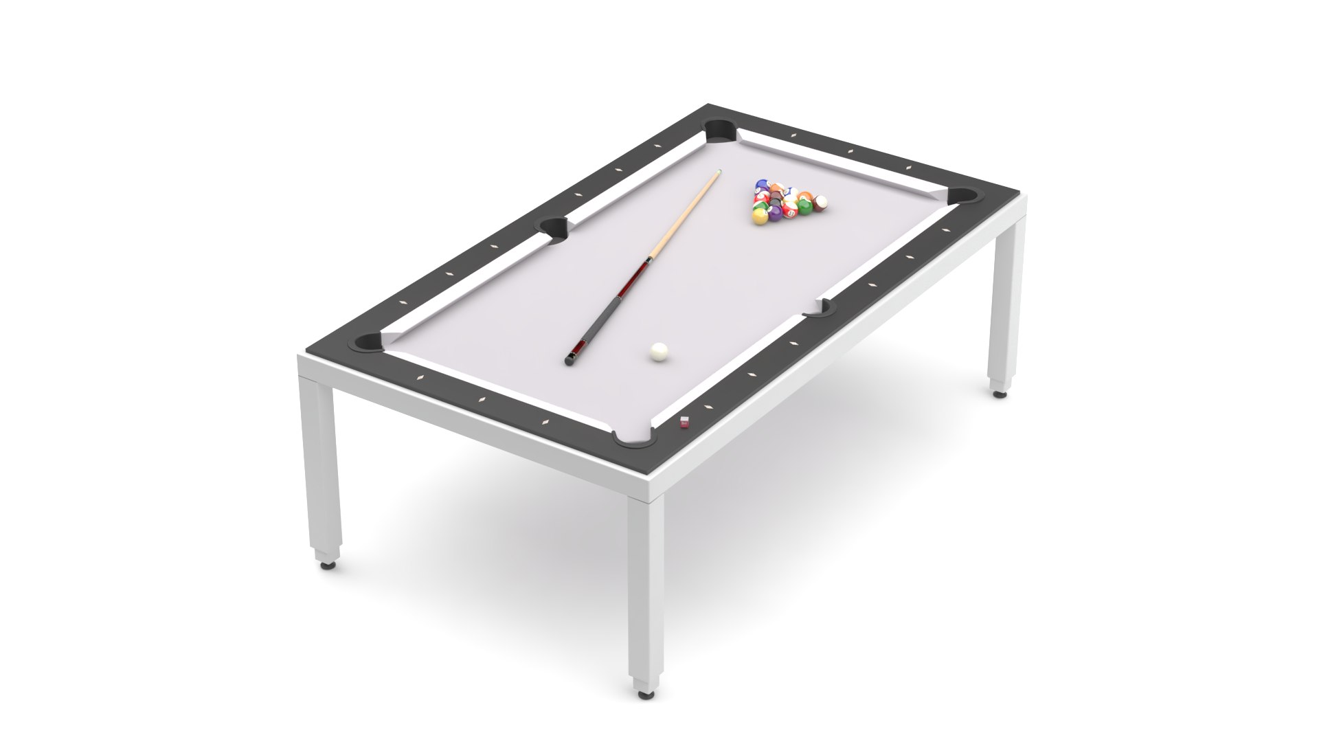 Billiard - pool table with pool cue wall rack and billiard balls model ...