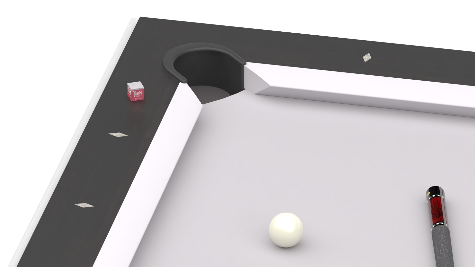 Billiard - pool table with pool cue wall rack and billiard balls model ...