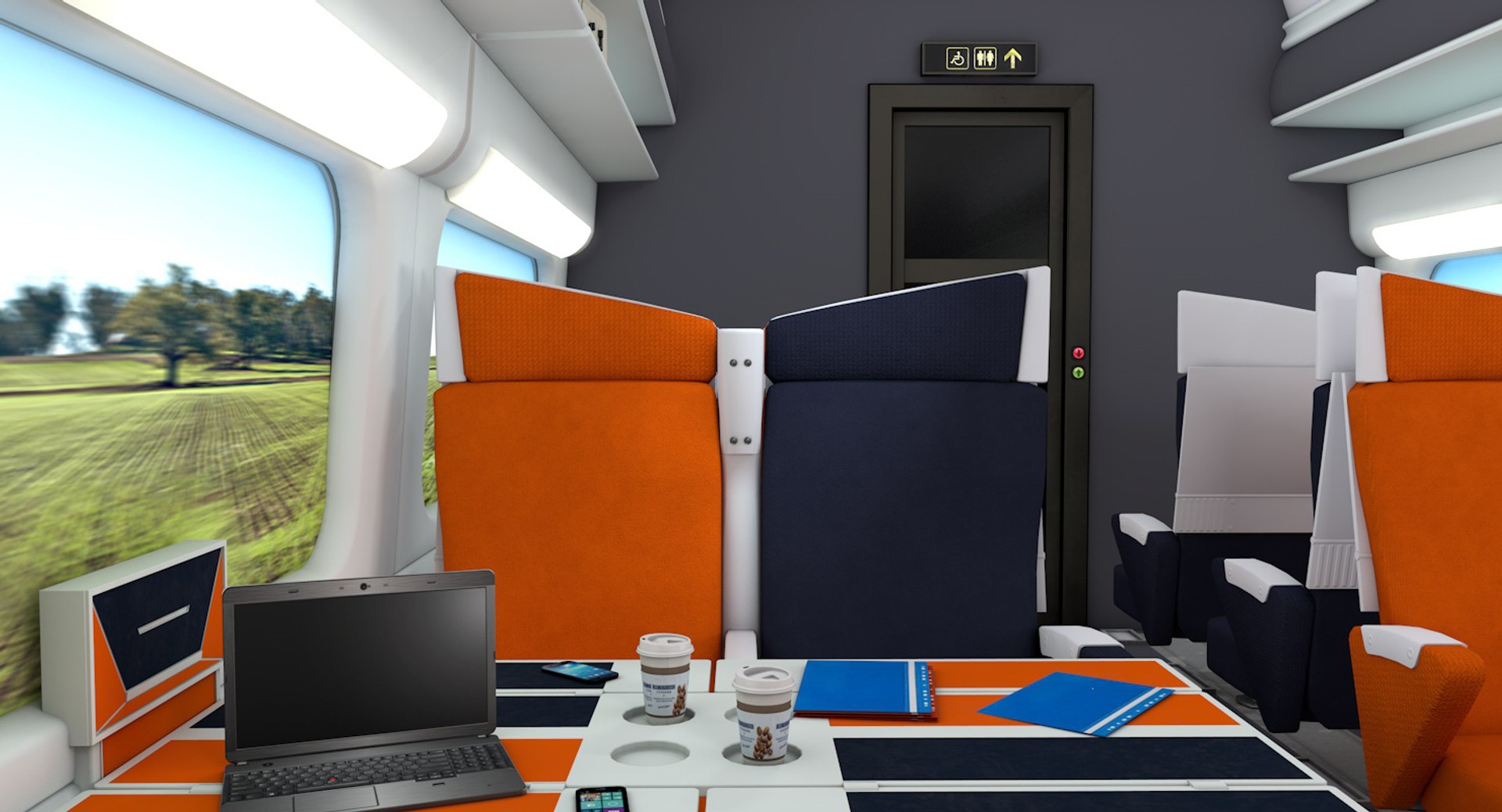 Modern Train Interior Passenger 3d C4d