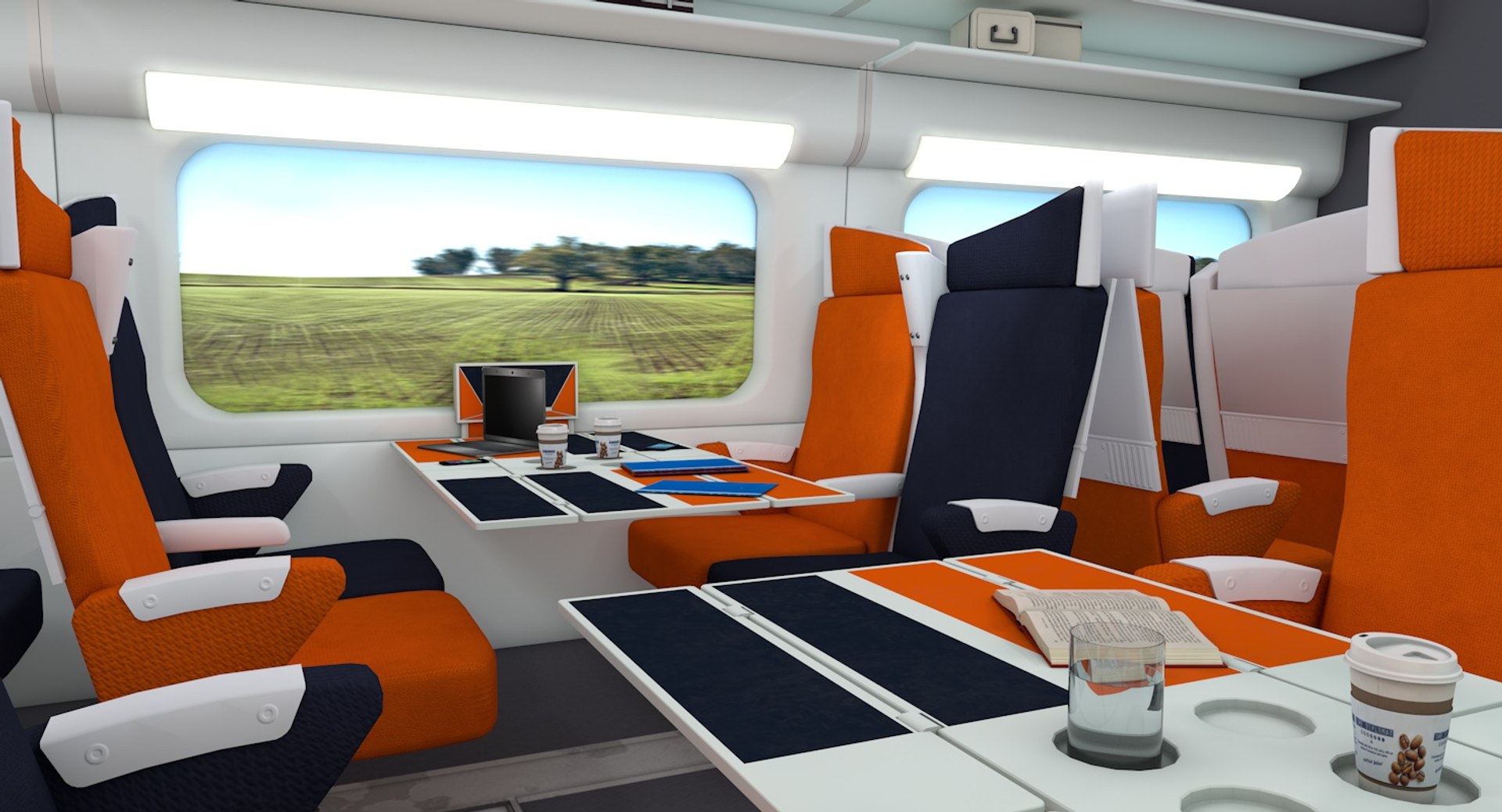 Modern Train Interior Passenger 3d C4d