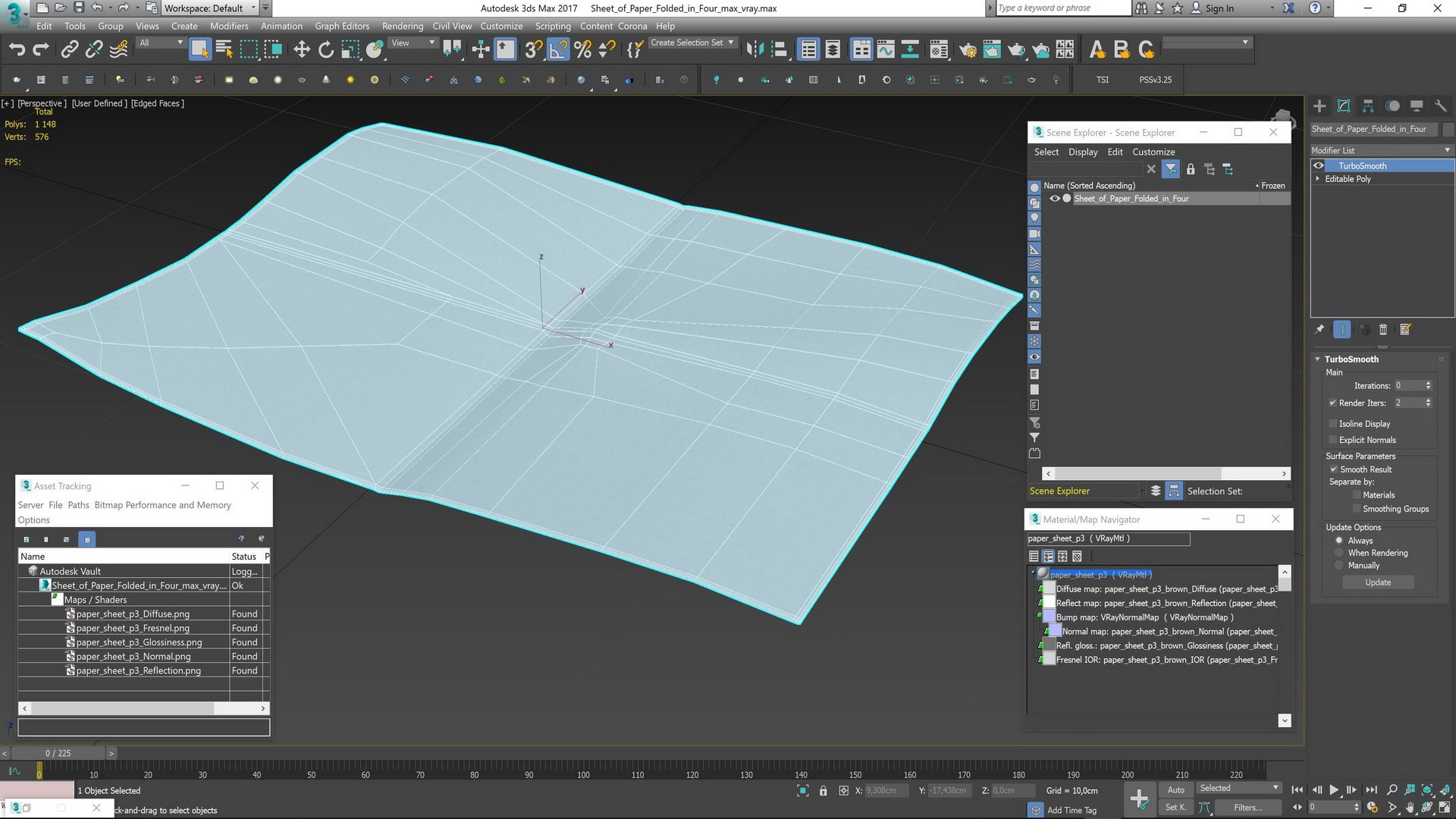 3D Sheet Of Paper Folded In Four - TurboSquid 1992160