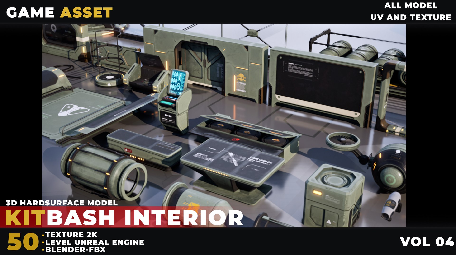 3D 50 SCI-FI INTERIOR KITBASH VOL 04 - TurboSquid 2186261