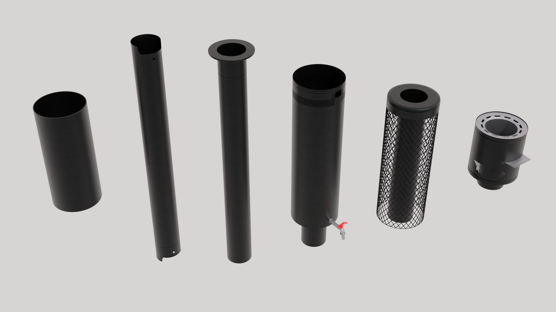 3D Black Chimney Stove Pipe Set Model - TurboSquid 2070912