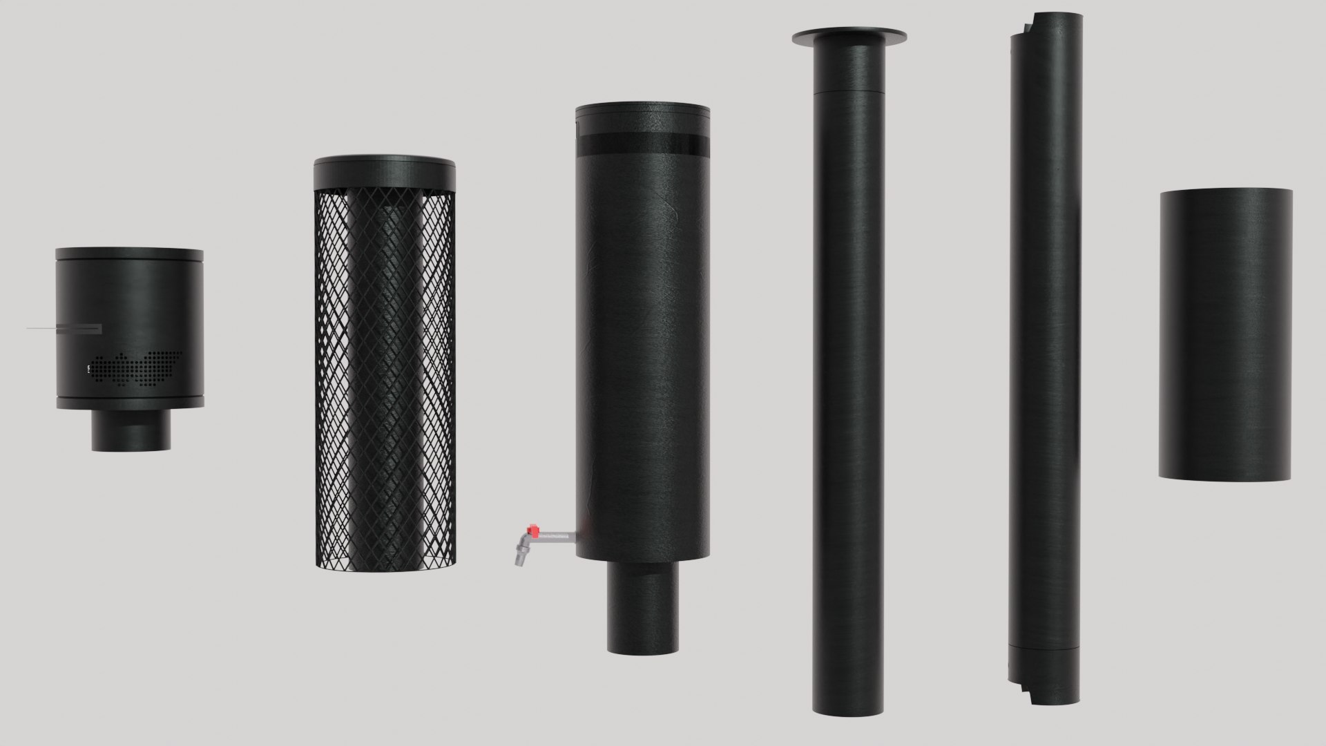 3D Black Chimney Stove Pipe Set Model - TurboSquid 2070912
