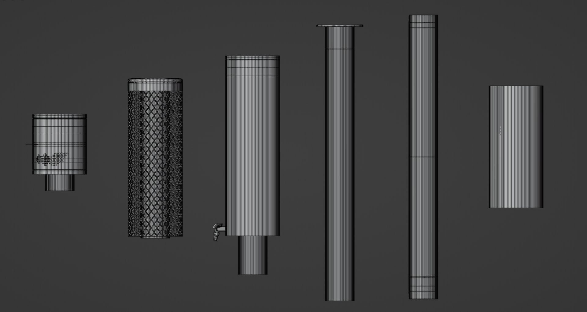 3D Black Chimney Stove Pipe Set Model - TurboSquid 2070912