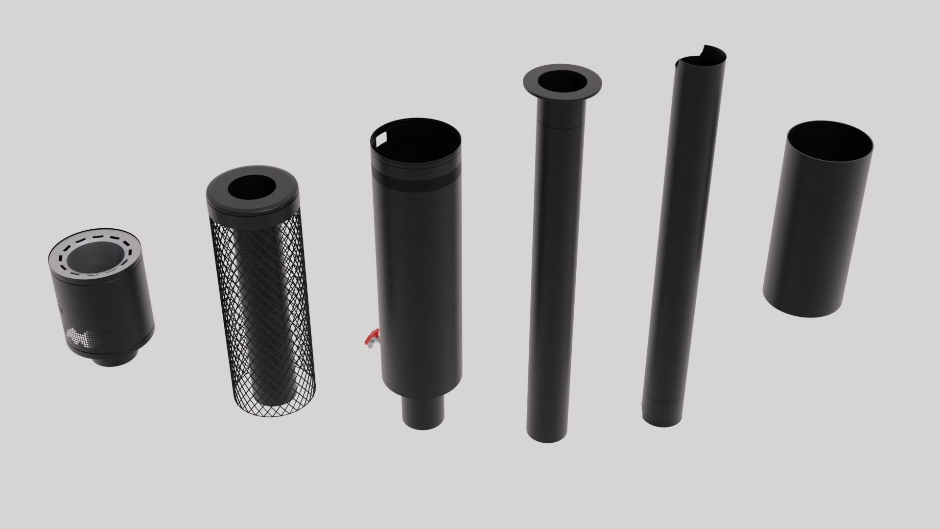 3D Black Chimney Stove Pipe Set Model - TurboSquid 2070912