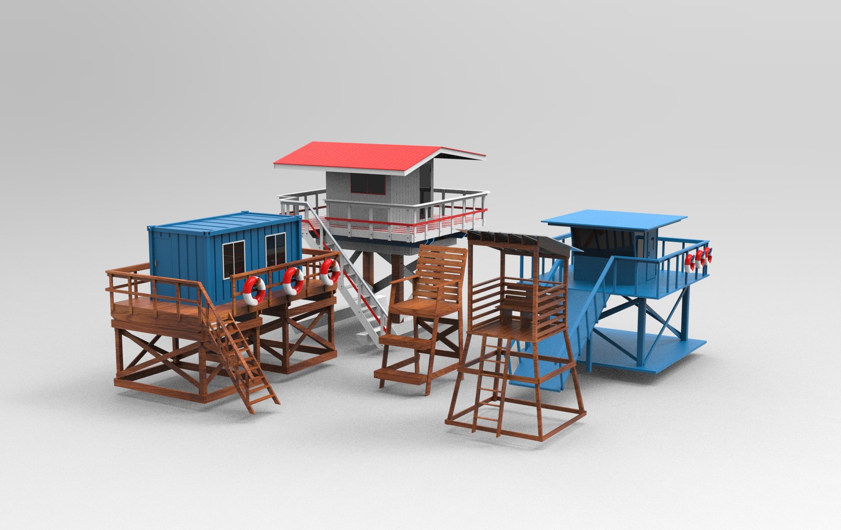 3D Model Outdoor Beach Lifeguard Pack 3D Model - TurboSquid 2344411