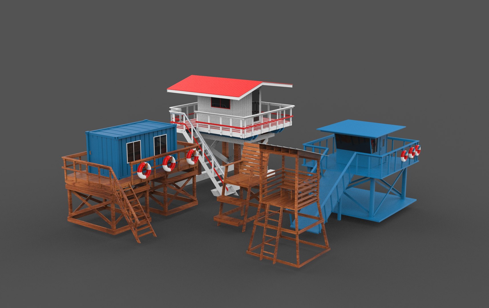 3D Model Outdoor Beach Lifeguard Pack 3D Model - TurboSquid 2344411