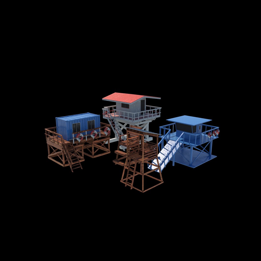 3D Model Outdoor Beach Lifeguard Pack 3D Model - TurboSquid 2344411